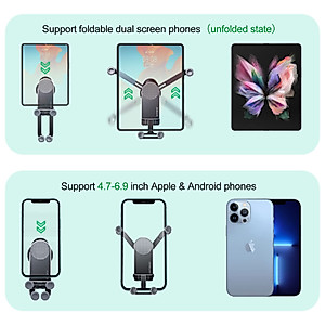 xuenair Z Fold 4 Car Mount Dashboard Z Fold 5 Car Mount Aluminum, Amazing 2 Mode Google Pixel Fold Car Mount for Samsung Galaxy Z Fold 5 4 3 2 and 4.7-6.9" iPhones Google Samsung