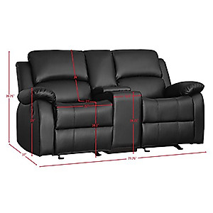 Homelegance Clarkdale Double Glider Reclining Loveseat with Console, Black