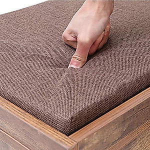 Iwell Storage Bench, Retro Toy Box Storage Chest, Entryway Bench with Storage Drawer & Removable Padded Cushion, End of Bed Storage Bench for Bedroom, Living Room, Mudroom, Rustic Brown