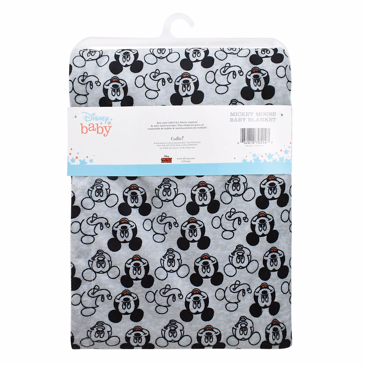 Cudlie Disney Baby Boy Mickey Mouse Baby Blanket Double Sided Mink with Grey Micky Print (30x40)