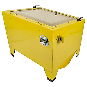 JEGS Bench Top Portable Sand Blaster Cabinet Kit - 15-25 CFM at 40-120 PSI Power Sand Blasters - Heavy Duty Steel Construction Sandblasting Cabinet - 23” x 19” x 14” Sand Blast Cabinet Work Area