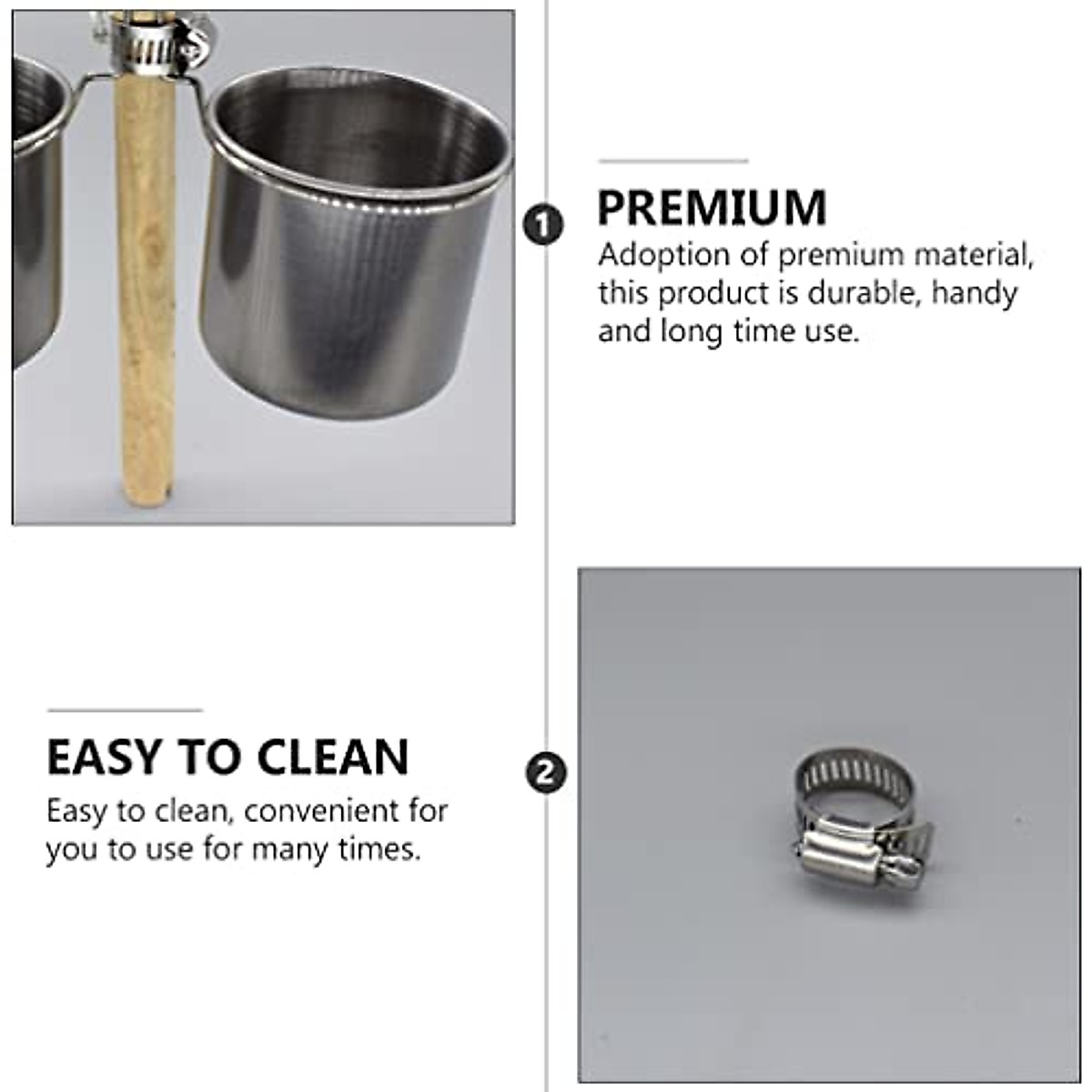 POPETPOP Bird Water Dispenser Bird Feeding Cups, Parrot Food Bowl Clamp Holder Coop Cup, 1 Set Dish Stainless Steel Bird Bowls Parrot Feeders Water Cage Bird Water Dispenser Parakeet