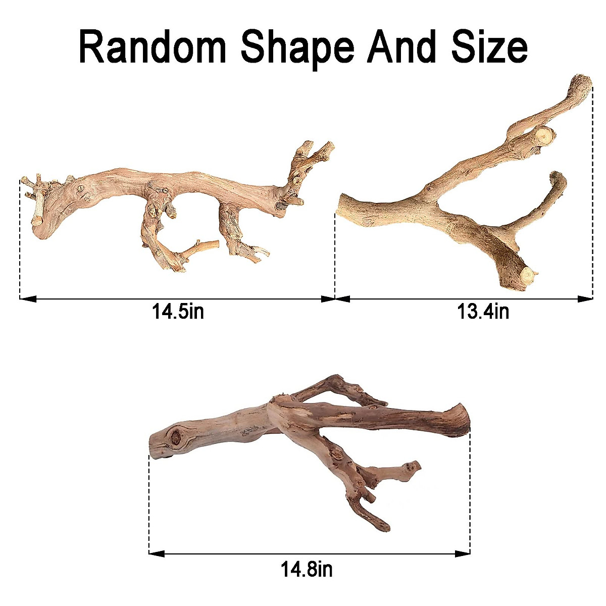 BNOSDM 2PCS Reptile Wood Branches Decor Lizard Habitat Decoration Snake Climbing Branch Accessories Terrarium Tree Trunk Ornament for Bearded Dragon Gecko Frog Chameleon Spider
