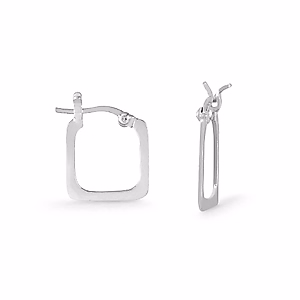Boma Jewelry Sterling Silver Square Snap Down Hoop Earrings