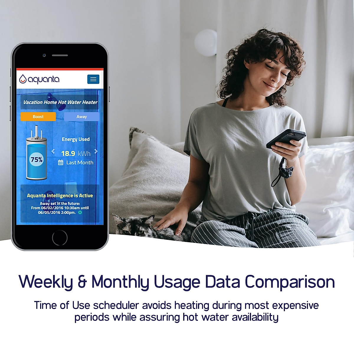 Aquanta Digital Water Heater Timer - Wifi Smart Water Heater Controller/Control - Smart Hot Water Heater Alternative - Programmable, Works with Gas Hot Water Heaters (ONLY) - Leak Sensor Included