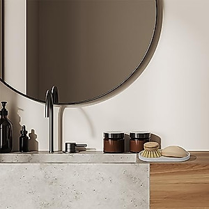 Decorative Bathroom and Vanity Tray - A Modern Concrete Tray to Beautifully Display Lotion & Soap Dispensers On Your Bathroom Counter - This Perfect Small Organizer Keeps Your Kitchen Area Neat