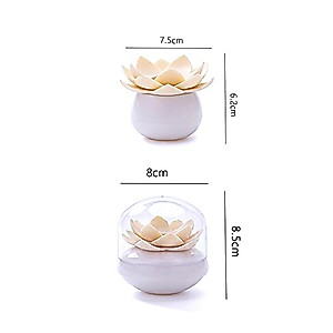 Creative Lotus Cotton Swab Holder Q-Tips Toothpicks Holder Home Decoration Cotton Bud Storage Box Organizer(Small,Beige)
