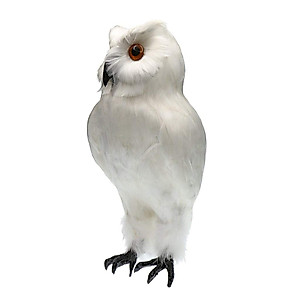KODORIA Artificial Feathered Owl Realistic Bird Decoration Taxidermy Garden Decor - White 1