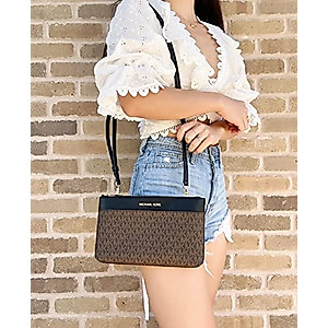 Michael Kors Maisie Large Pebbled Leather 3-IN-1 Tote Bag (Black Brown Multi)