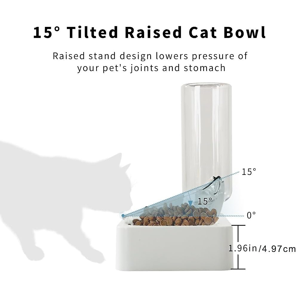 Marchul Tilted Cat Food Bowl with Feeding Mat for Food and Water, Food Feeding Dishes for Raised Cats and Puppies