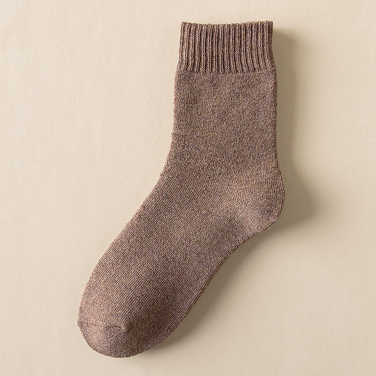 Guabogewa 1085 Steel Stock Womens Socks Solid Color Thickened Medium Length Tube Winter Warm Stockings Socks (Brown, One Size)