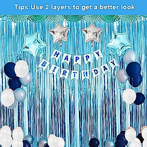 3 Pack 3.3x8.2 Feet Light Blue Fringe Curtains Party Decorations,Tinsel Backdrop Curtains Birthday Decorations, Baby Shower, Disco Party, Wedding, Graduation