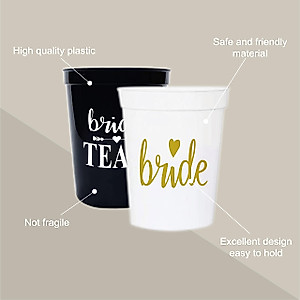 LADY&HOME Bachelorette Party Plastic Cups Bride Team Gifts Reusable Party Cups for Bridal Party(Black)
