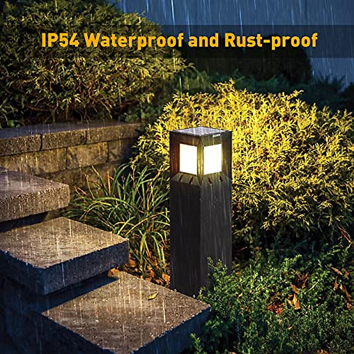 Linkmoon Solar Landscape Path Light with IP54 Waterproof Luxury 3000K LED Lighting, 32 Inches Modern Outdoor Bollard Lighting for Lawn, Patio, Courtyard and Driveway Decoration