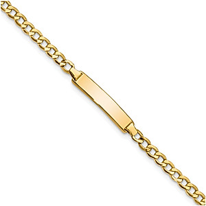 14k Semi-solid Cuban Link ID Bracelet
