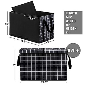 Kids Toy Box Chest with Flip-Top Lid, Large Collapsible Sturdy Toy Organizer for Girls and Boys, Storage Trunk for Playroom, Nursery (82L, Blackwhite)