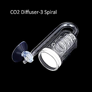 Yagote CO2 Diffuser, 3 Spiro Glass CO2 Diffuser, Glass Reactor for Aquarium Plants, Suitable for Tanks 15-50 Gal/60Liter - 200Liter (CO2 Diffuser-Spiral)