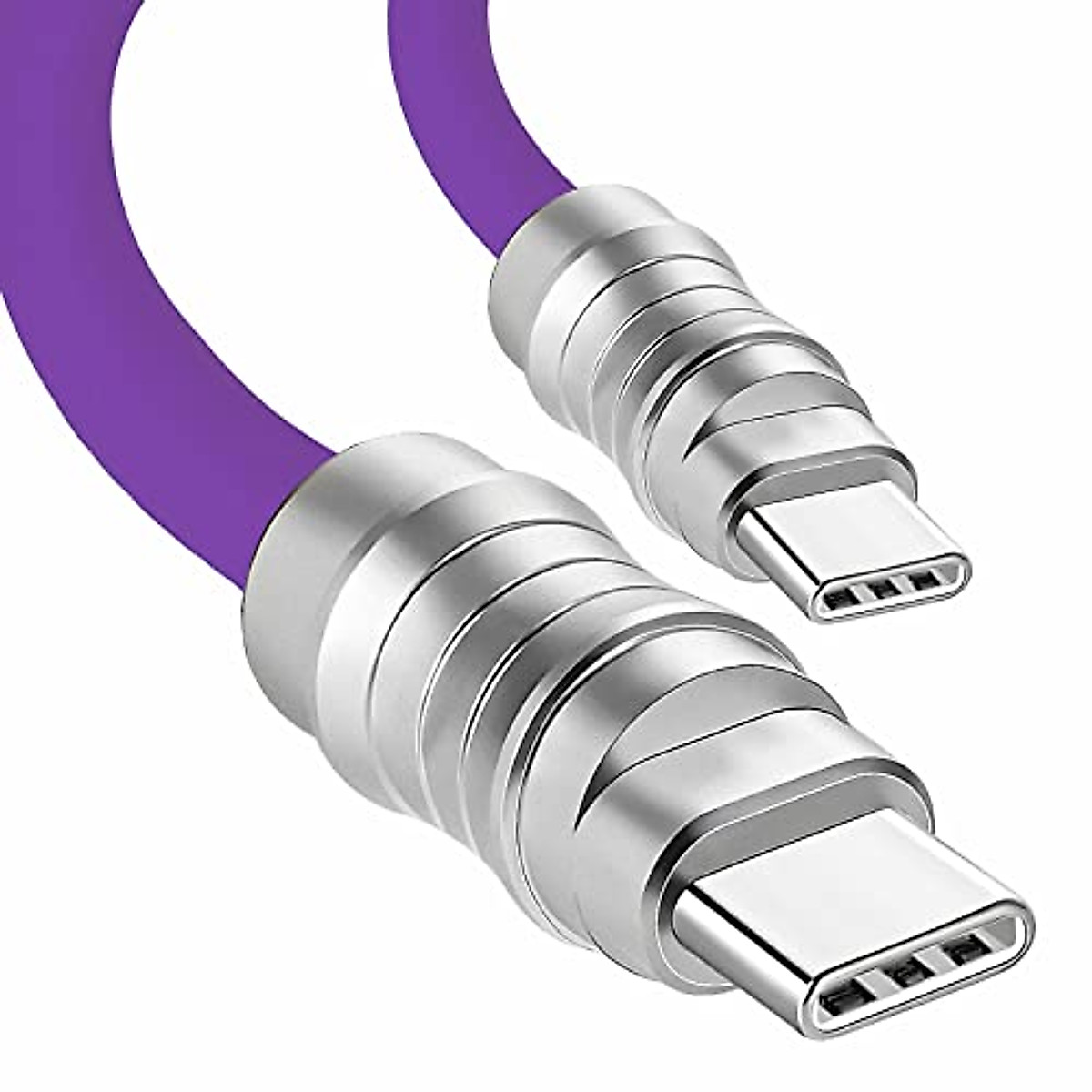 WLGQ USB C to USB C Cable, PD100W Skin-Friendly Liquid Silicone Material Fast Charging Cable USB Type C Interface Device Universal Charging Cable Purple 1.6Ft