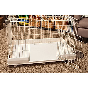 IRIS USA Medium Portable Wire Animal Cage, Easy Assembly Wire Dog Crate Animal House with Removable Casters and Top Access, Almond/Brown