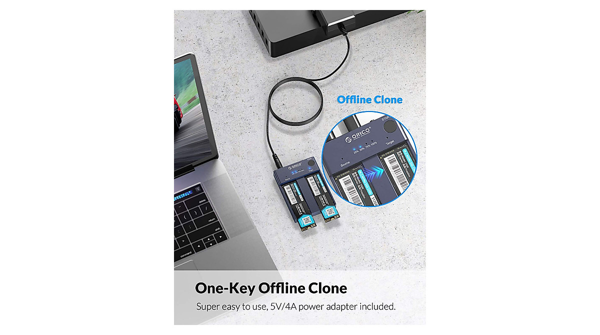 ORICO M.2 NVMe Cloner Dual-Bay NVMe Docking Station USB C to NVMe SSD ...