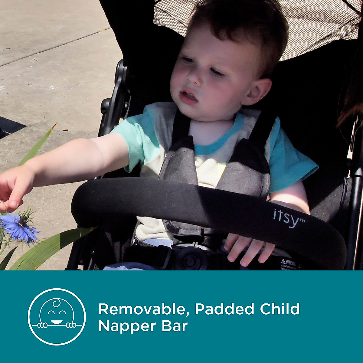 Contours Itsy Baby Stroller, Ultra-Sturdy Compact Stroller for Travel, Lightweight Toddler Travel Stroller, Toddler Stroller with Easy Carry Handle, Large UPF 50+ Sun Canopy, Storage Basket - Black