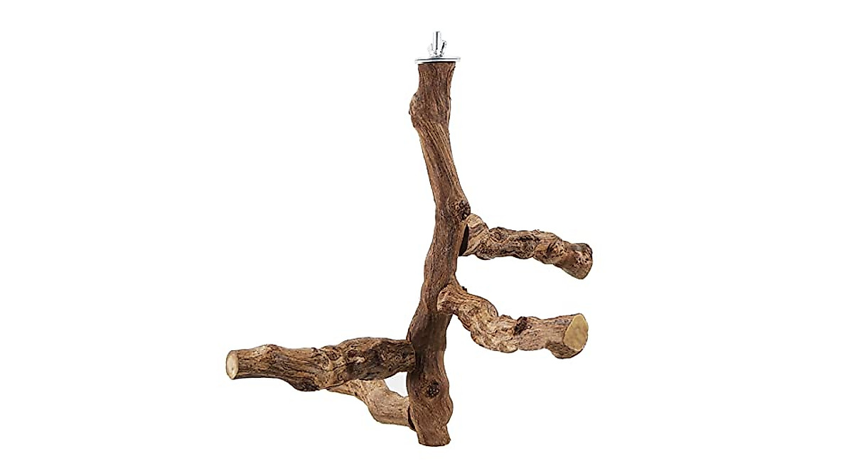 Allazone Natural Bird Perch with Chewing Toys for Parrots & Small Birds