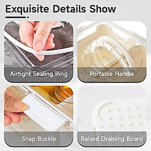 banmagately Airtight Fruit Storage Containers for Fridge, Portable Refrigerator Organizer Bins with 4 Removable Fruit Drainer Containers, BPA-Free Produce Saver for Fruits and Veggies (White)