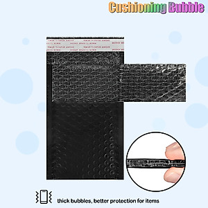 4 x 8 Inch Bubble Mailers 60 Pack, Self-Seal Poly Padded Envelope, Waterproof Shipping Bags for Small Business, Black