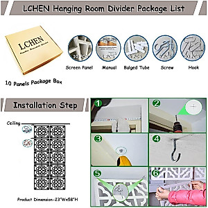 Lchen Hanging Room Divider,10 Pieces Wood-Plastic Hanging Panels 0.2“Thick Screen Panel for Living Room Bedroom Home Decoration(SG,11.4"X11.4")
