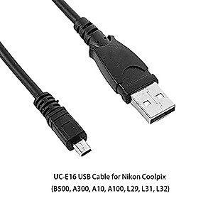 UC-E16 USB Cable for Nikon Coolpix B500, A300, A10, A100, L29, L31, L32