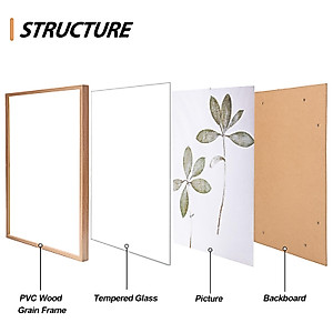 12x16 Picture Frame Set of 2, Plastic Wall Hanging Photo Frame, Wall Gallery Photo Frames, Plastic Imitation Fine Wood Grain, Large Size Poster Frame