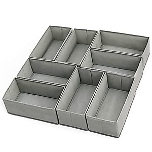 Qozary 8 Pack Drawer Organizers for Clothing, Foldable Cloth Storage Box, Underwear Drawer Organizer, Fabric Dresser Drawer Organizers for Baby Clothes, Underwear, Socks