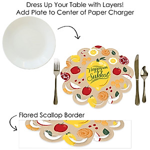 Big Dot of Happiness Sukkot - Sukkah Jewish Holiday Round Table Decorations - Paper Chargers - Place Setting For 12