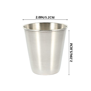 STOBOK 6PCS 2 Ounce Shot Glasses Stainless Steel Shot Cups Glass Drinking Tumbler for Whiskey (70ml)