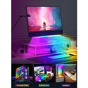 KANTUTOE Monitor Down Light Bar, RGB Screen Desk Light PC, Dimmable LED Dynamic Rainbow Effect, Adjustable Brightness, Speed and Music, Remote Control Color Change, for Game Room