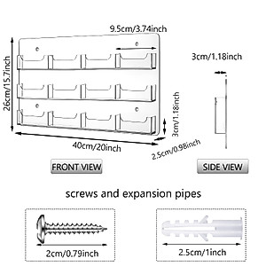 Lincia Acrylic Business Card Holder Wall Mount Clear Sticker Display Rack Multiple Card Holders Clear Acrylic Card Organizing Sticker Display Stand Pre Drilled Acrylic Display (12 Pocket)
