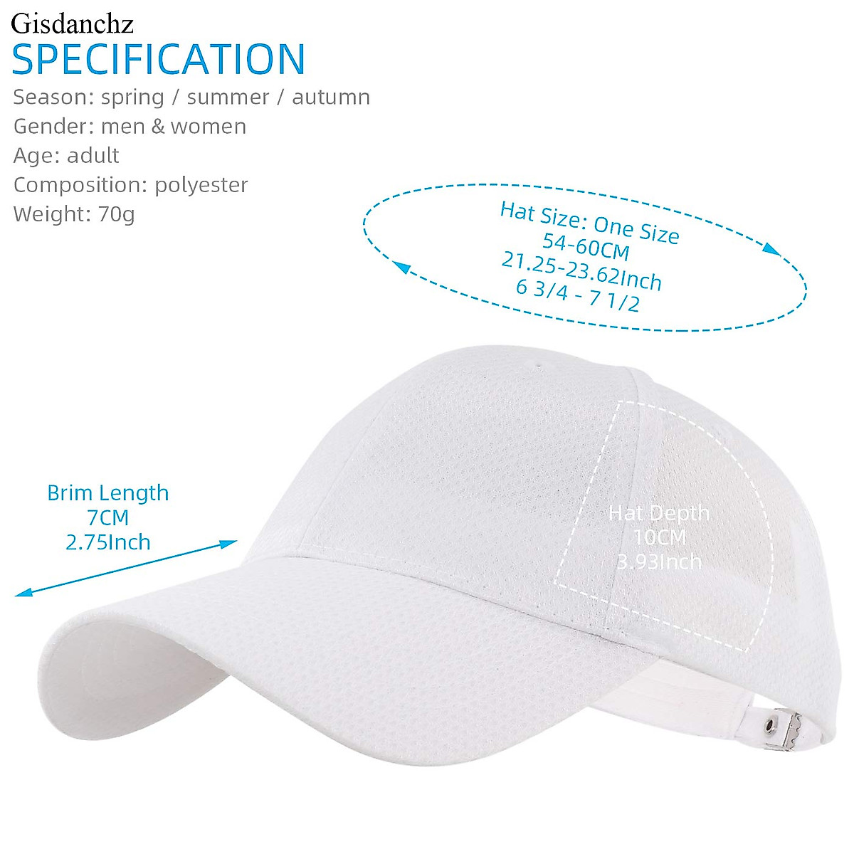 Gisdanchz Ball Caps for Men Cooling Hat Outdoor Runner Cycling Cap Mesh Golf Hats Trucker Hat Mens Womens Baseball Caps Low Profile Summer Cooling Hat for Men White