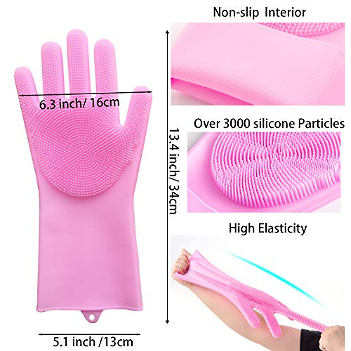Pet Grooming Gloves for Bathing and Hair Removal, Dogs and Cats Bath Shampoo Brush , Soft and Durable Silicone Scrubber Glove for Pets Shower Like Horse, Dog and Cat