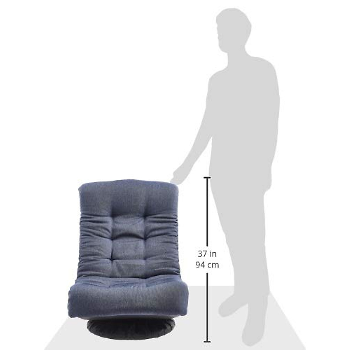 Amazon Basics Swivel Foam Lounge Chair - with Headrest, Adjustable, Denim, Blue, 26.3D x 23.5W x 13.7H in