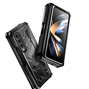 DR.DESIRE for Samsung Galaxy Z Fold 4 Case,Android Rugged Armor Pro Full Body Protection Cover with S Pen Holder Screen Protector and Stand Black