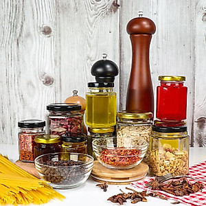 Betrome 6oz Glass Jars with Black Lids, 30 Pack 180ml Clear Hexagon Glass Canning Jars Honey Jars Spice Jars Mason Jars for Jams, Shower Favors, Wedding Favors, Craft, 1 Pen and Labels Included