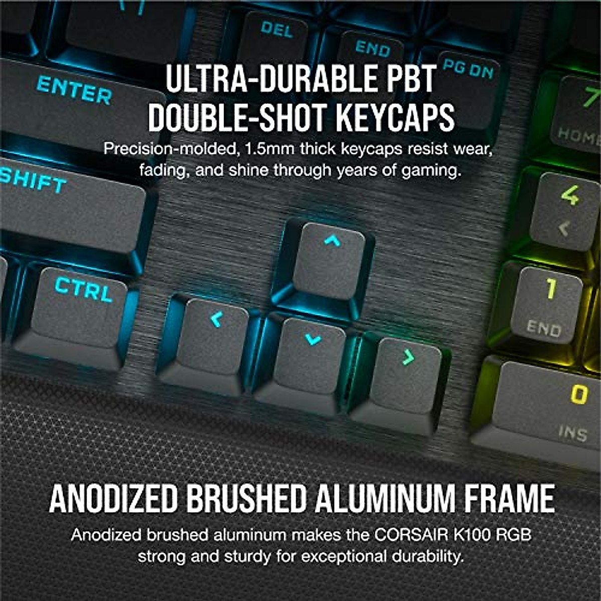 Corsair K100 RGB Mechanical Wired Gaming Keyboard - Cherry MX Speed Switches - PBT Double-Shot Keycaps - Elgato Stream Deck and iCUE Compatible - QWERTY NA Layout - Black,Silver
