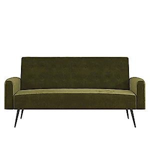 Novogratz 2360979N Z Stevie, Convertible Sofa Bed Couch, Green Velvet Futon