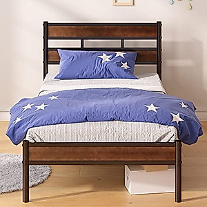 ZINUS Roman Bamboo and Metal Platform Bed Frame, No Box Spring Needed, Easy Assembly, Twin