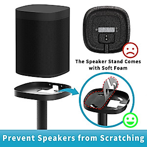 Speaker Stand for Sonos One, One SL & Play 1 Speaker with Speaker Covers and Speaker Stickers, Heavy Duty Floor Speaker Stands for Sonos Speaker Stands with Cable Management, 2 Pack (Black)