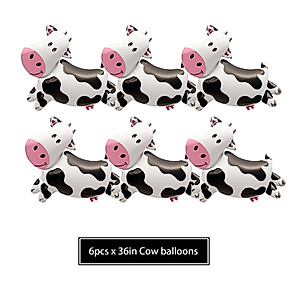 6 PCS Cow Balloons Cow Print Large Mylar Foil Balloons 36 Inches Cow Shape Balloon Baby Shower Girl One 1st Birthday Party Western Cowboy Theme Party Farm Animal Theme Decorations Birthday Supplies
