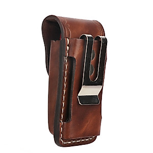 Tourbon EDC Leather Pocket Folding Knife Sheath 3.8 Inch Blade Carrier Holster Flashlight Holder Case for Belt