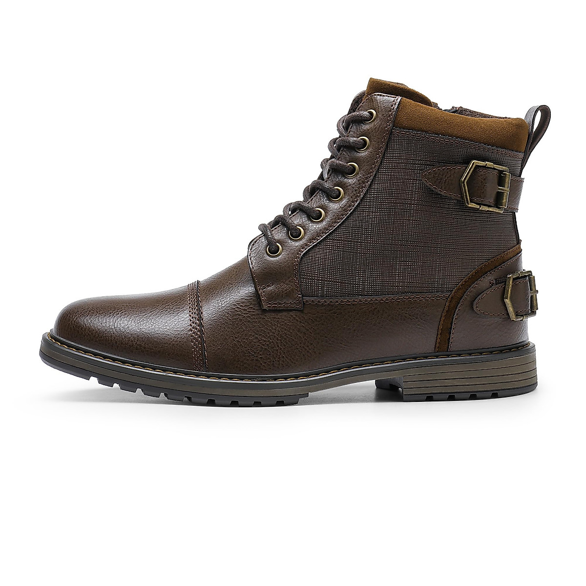 Bruno Marc Men's Motorcycle Boots Oxford Dress Boot,Size 12,Brown,PHILLY_10