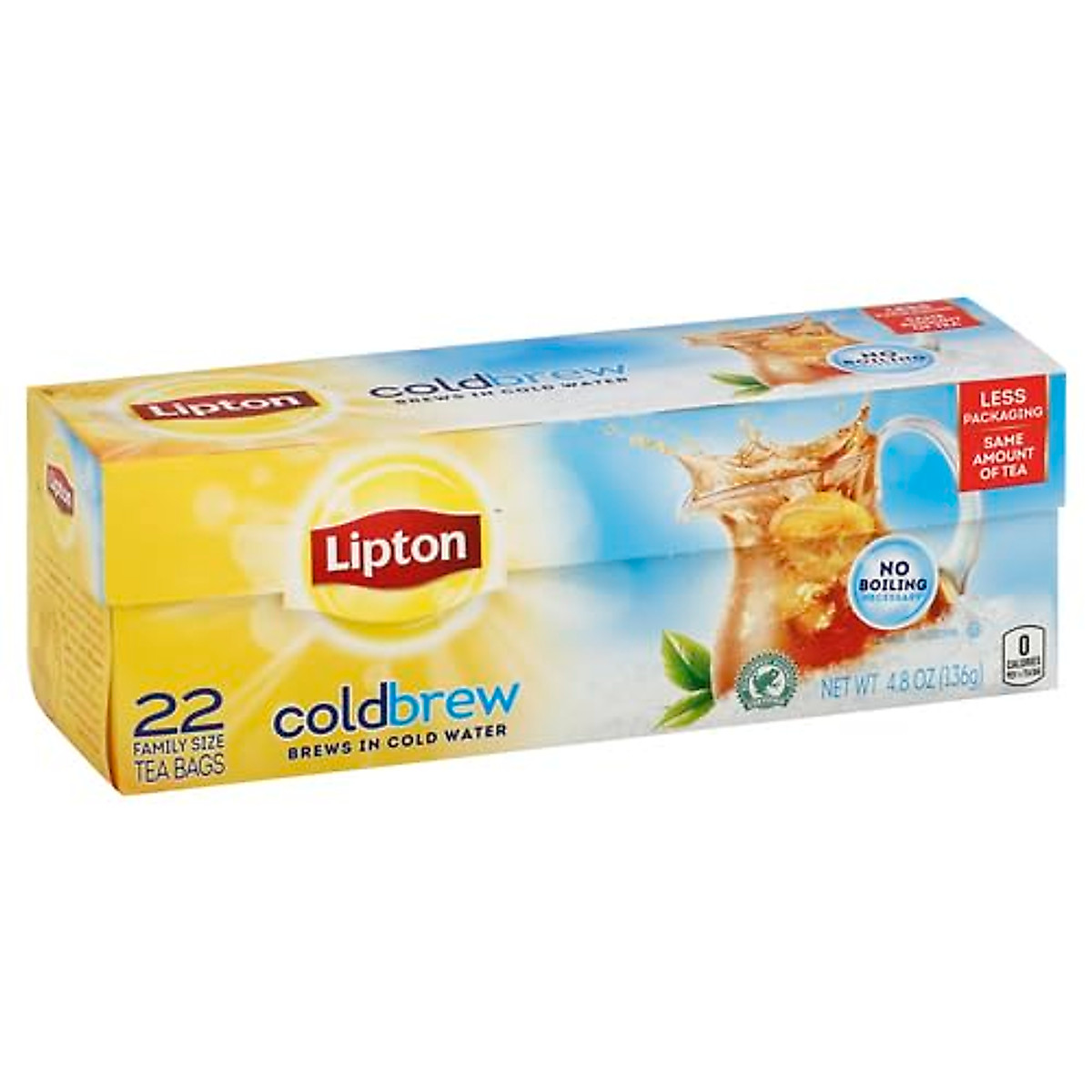 Lipton Cold Brew Iced Tea Bags, Family Size, 22 Count