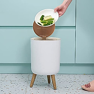 Nordic Style Trash Can,Push Top Garbage Bin with Lid,White Top Spring Waste Basket,Dog Proof Trash can，Plastic Trash Bin Suitable for Kitchen,Bathroom,Bedroom,Living Room,Office,Outdoor